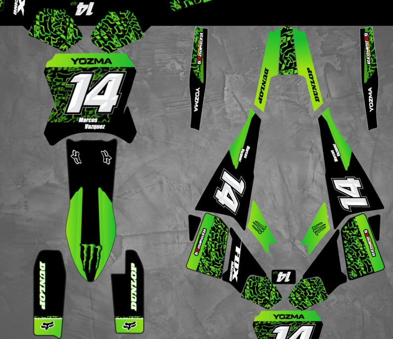 YOZMA IN10 Dirt Bike Graphics Kit | Custom Name & Number Decals (20 ...
