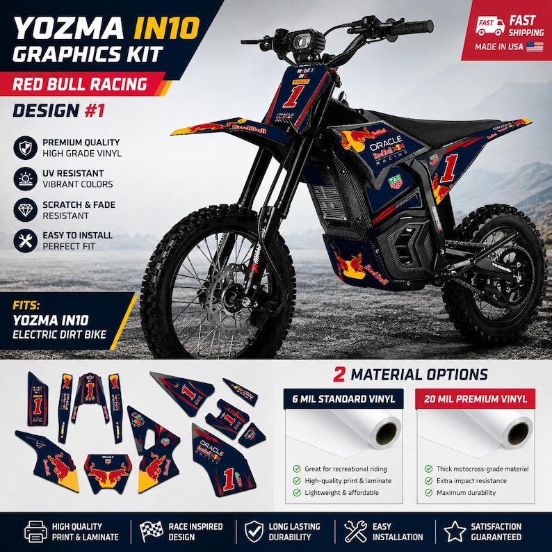 Yozma IN10 Graphics Kit | Red Bull Racing Decals | 6 Mil or 20 Mil ...