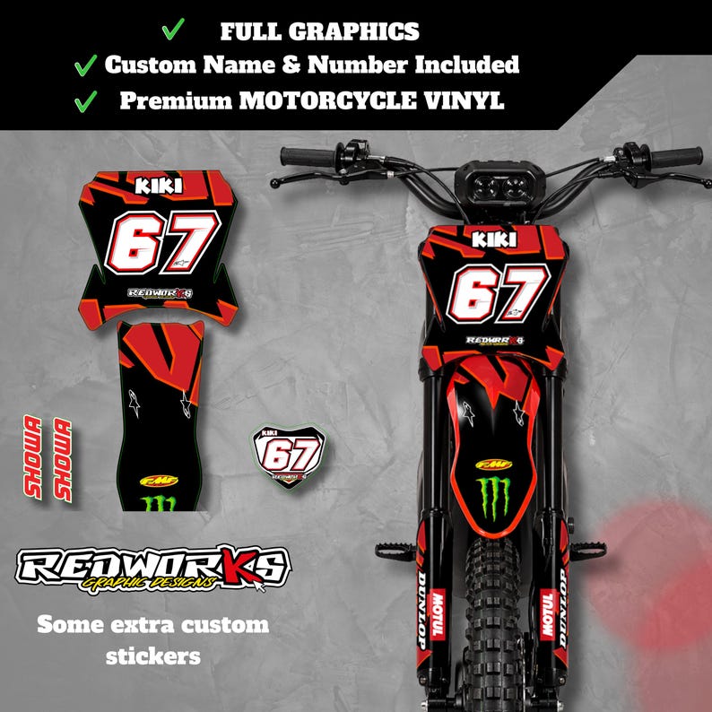 Yozma IN 10 Electric Dirt Bike Graphics Kit | Custom Name, Number ...
