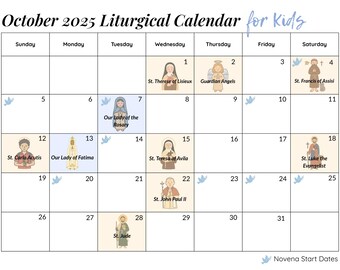 December Liturgical Calendar for Kids + Novena Prayers | Catholic ...