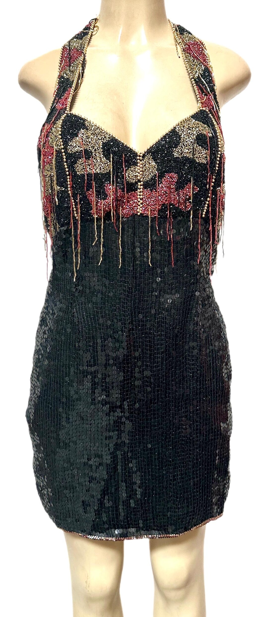 Sequin Black Copper Cocktail Dress - Etsy