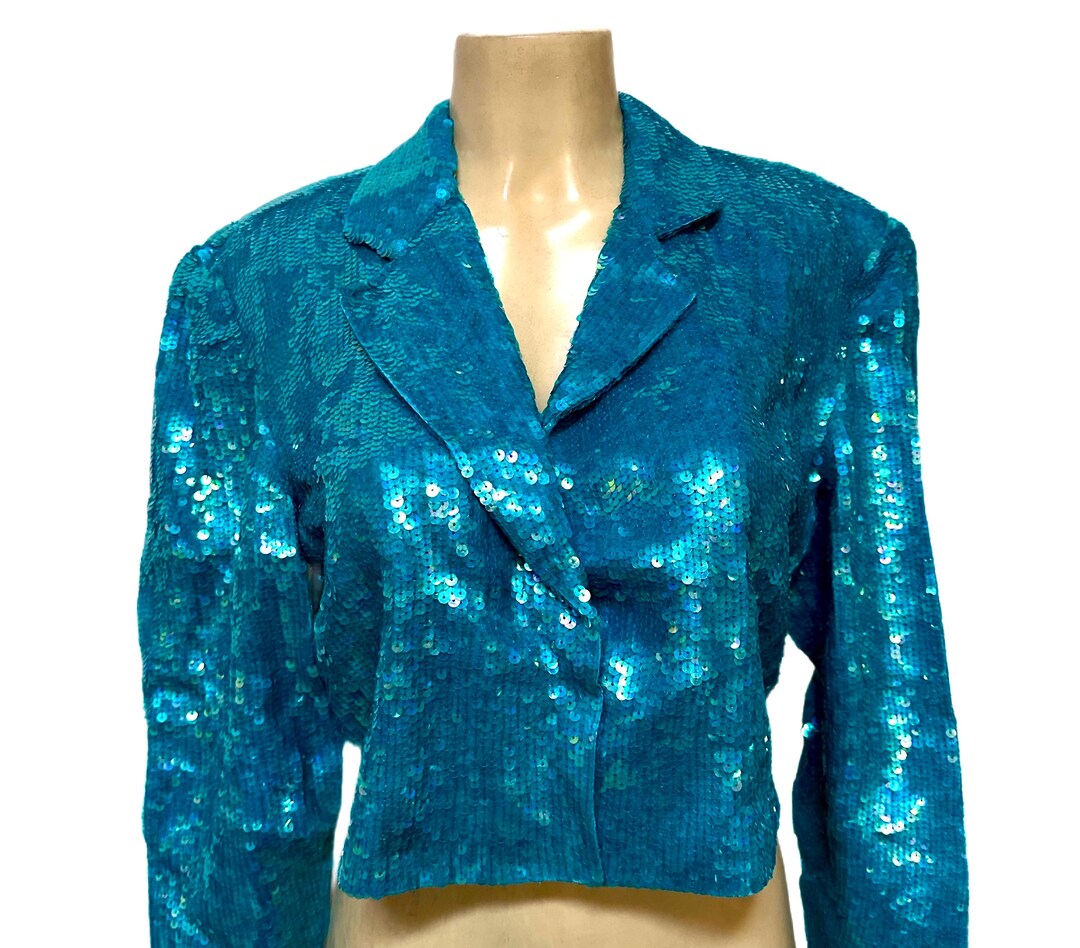 Sequin Bolero Jacket Turquoise - Etsy