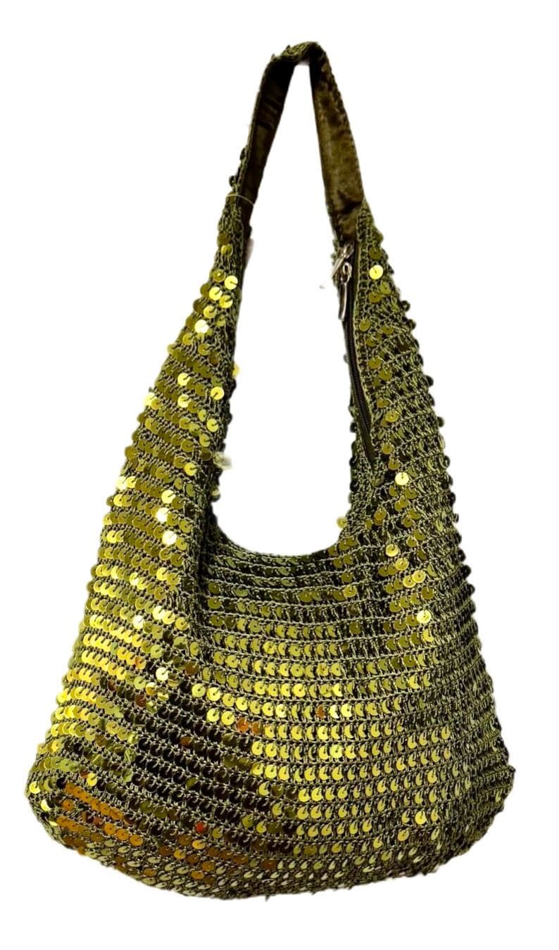 Sequin Crochet Handbag Purse Olive Green - Etsy New Zealand
