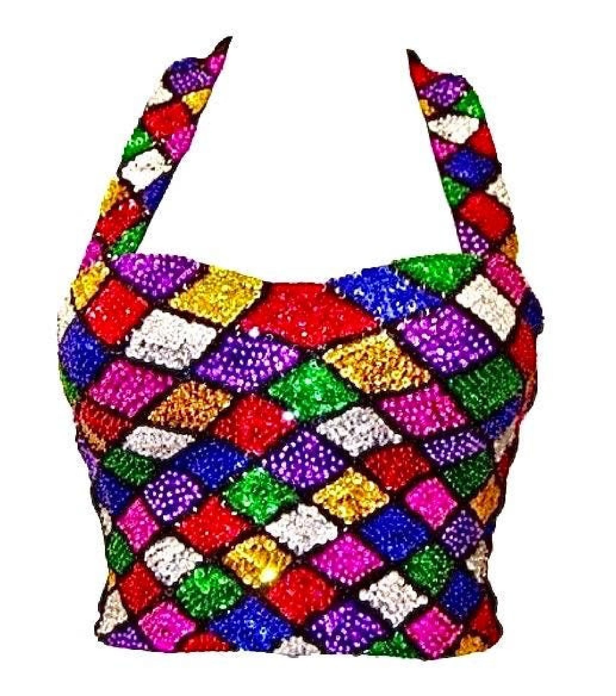 Sequin Bustier Halter Top Mosaic Squares, Multi Color Corset - Etsy