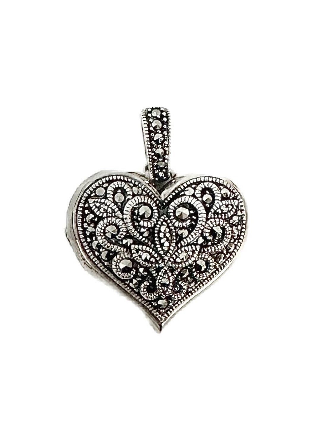 JUDITH JACK 925 Silver Marcasites Heart Locket Pendant - Etsy