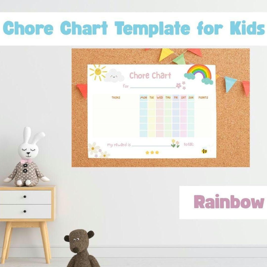 Rainbow Chore Tracker for Kids – Printable Habit Routine (instant ...
