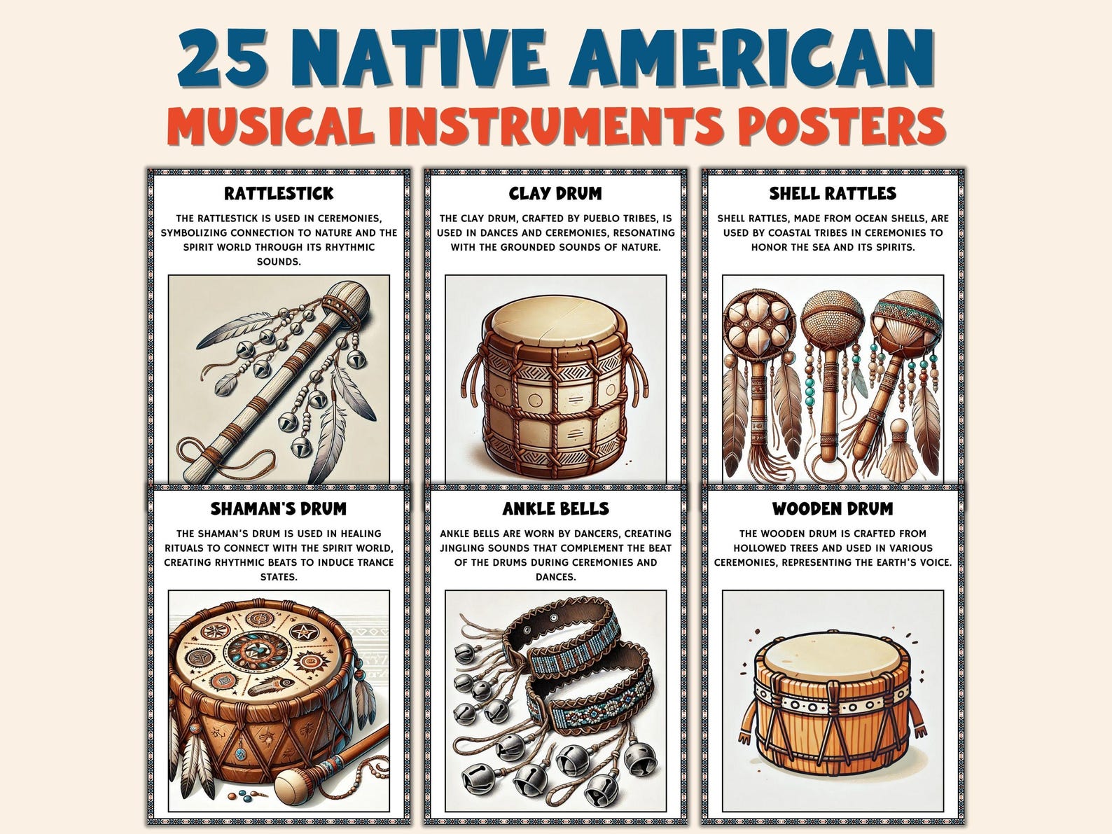 25 Native American Musical Instruments Posters | Indigenous Heritage ...