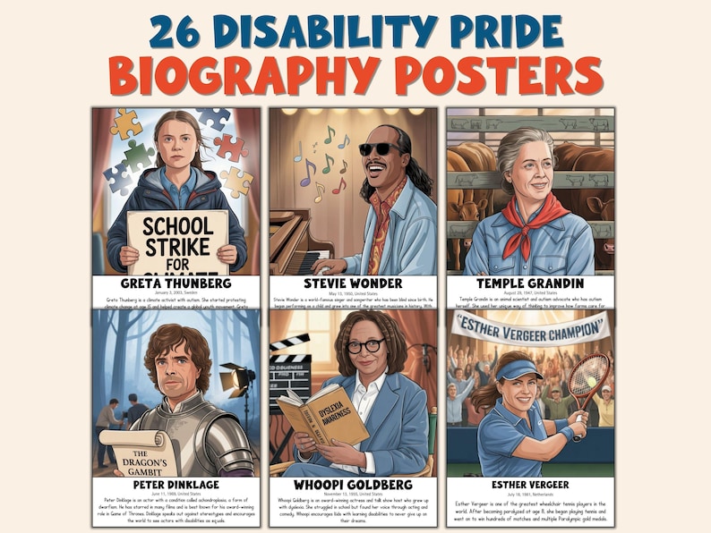 26 Disability Pride Biography Posters | Famous People With Disabilities ...