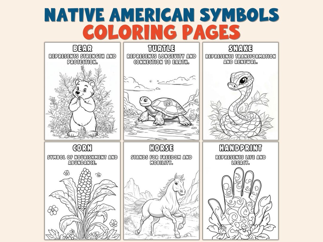 Native American Symbols Coloring Pages | Heritage Month Cultural Art ...
