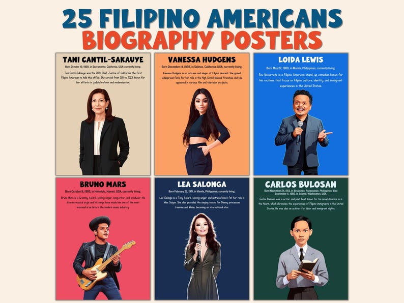 25 Filipino American Biography Posters | Filipino American History ...