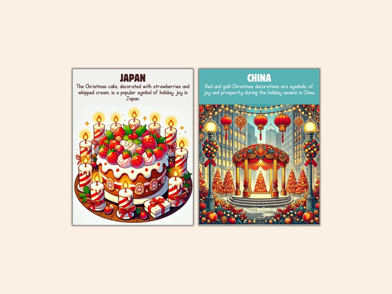 Christmas Around the World Symbols Posters | Global Holiday Traditions ...