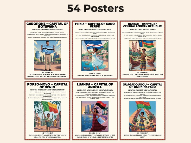 African Countries & Capitals Posters With Flags – Printable Classroom ...