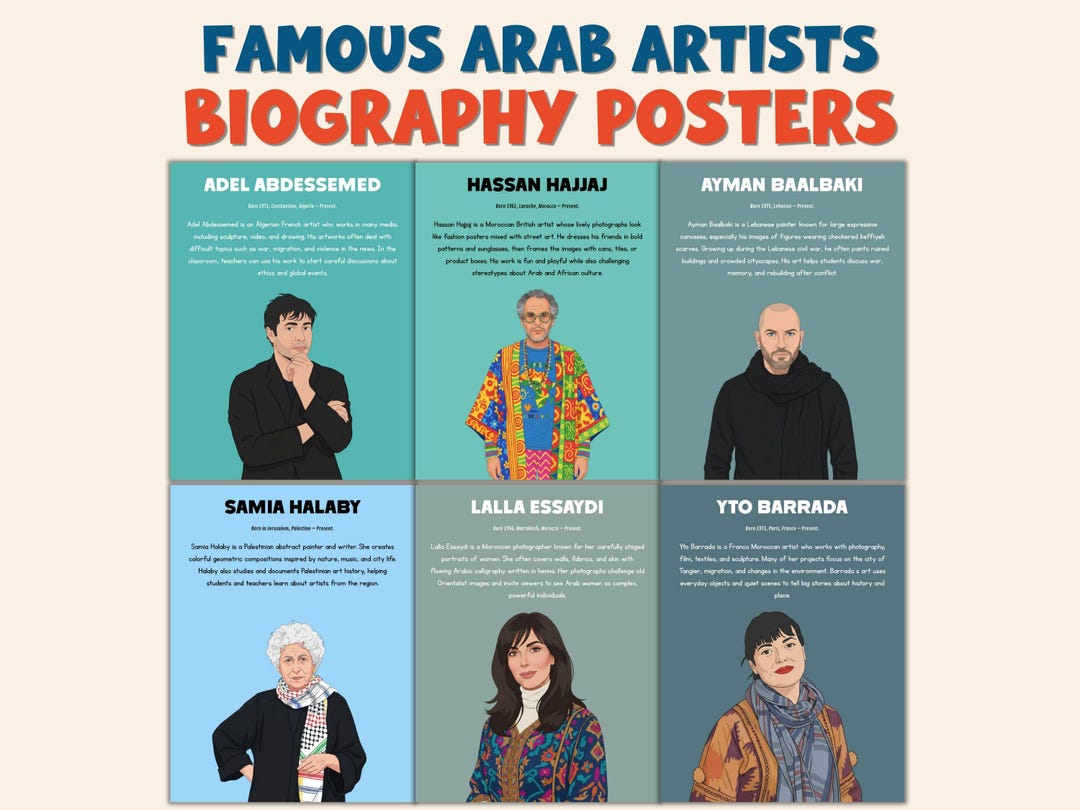 Famous Arab Artists Biography Posters Art History Classroom Decor ...