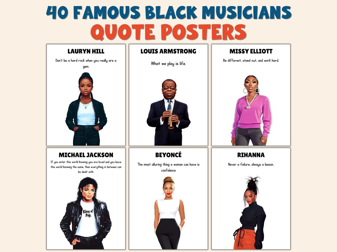 40 Famous Black Musicians Quote Posters | Black History Month Classroom ...