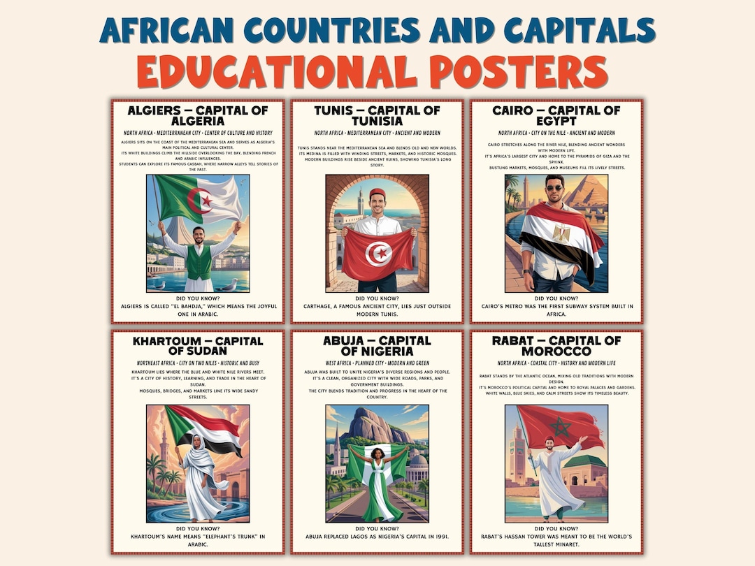 African Countries & Capitals Posters With Flags – Printable Classroom ...