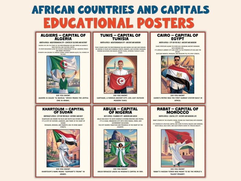 African Countries & Capitals Posters With Flags – Printable Classroom ...