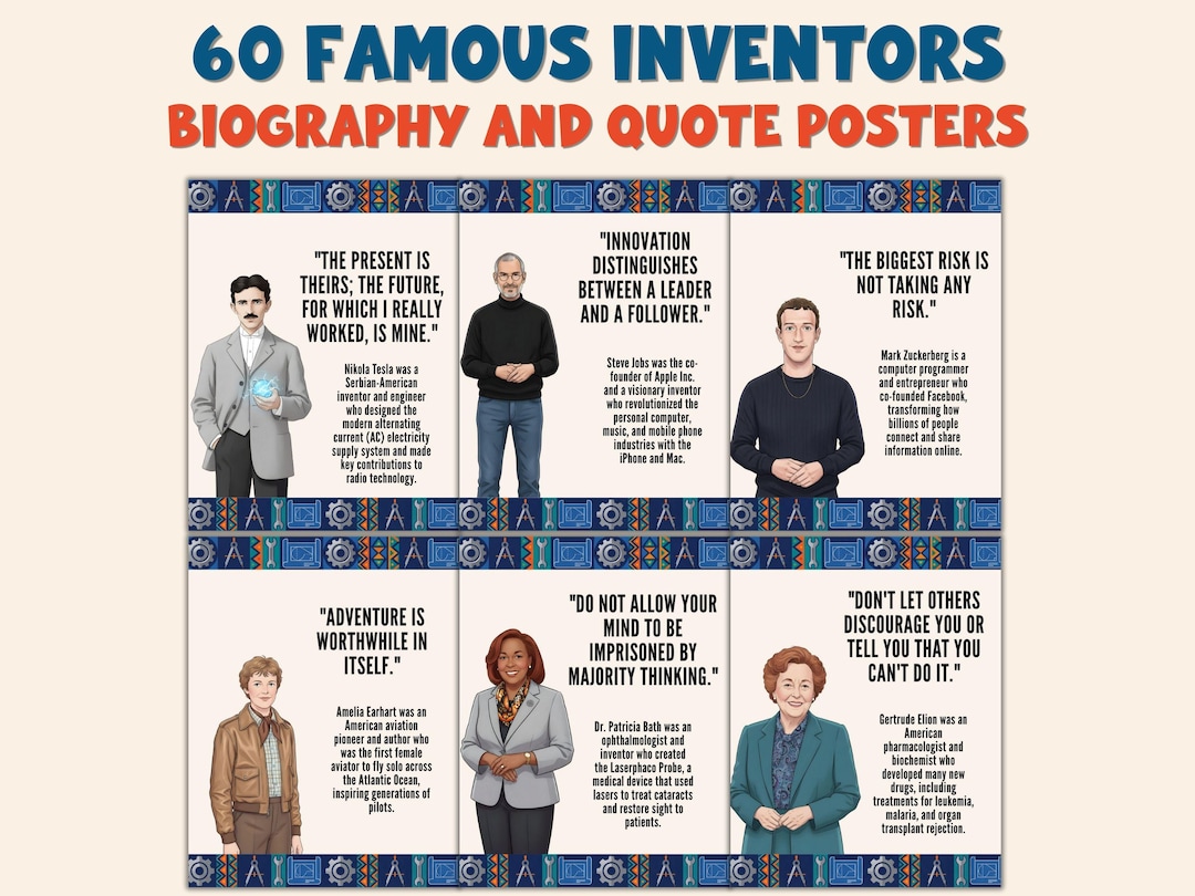 60 Famous Inventors Posters Biography Quotes STEM Science History ...