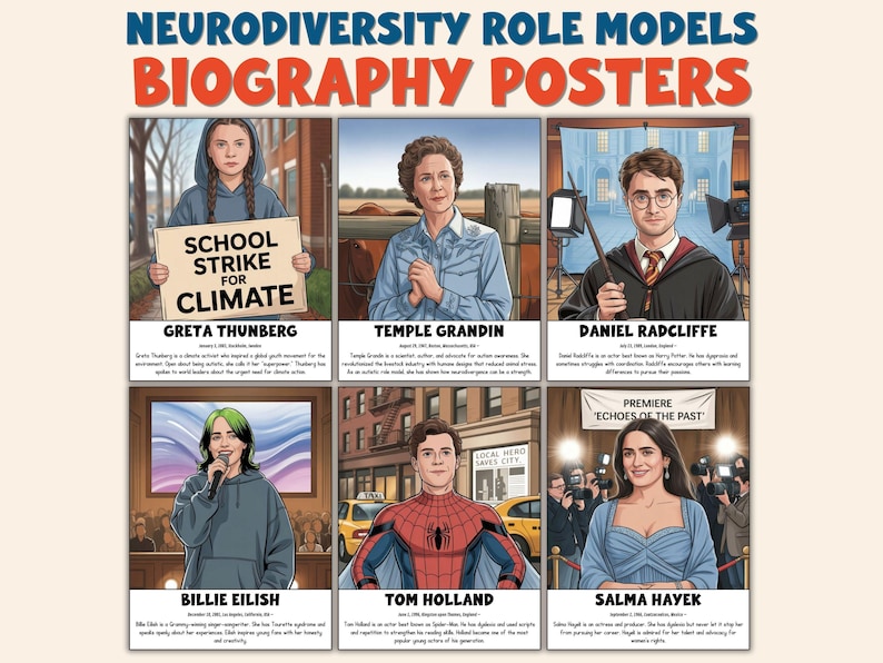 40 Neurodivergent Role Models Biography Posters, Inclusive Classroom ...