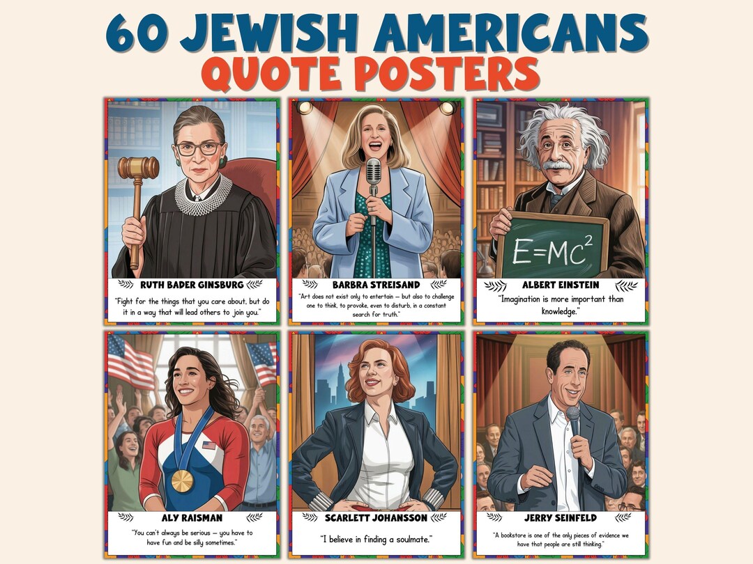 60 Famous Jewish Americans Quote Posters | Inspirational Classroom ...