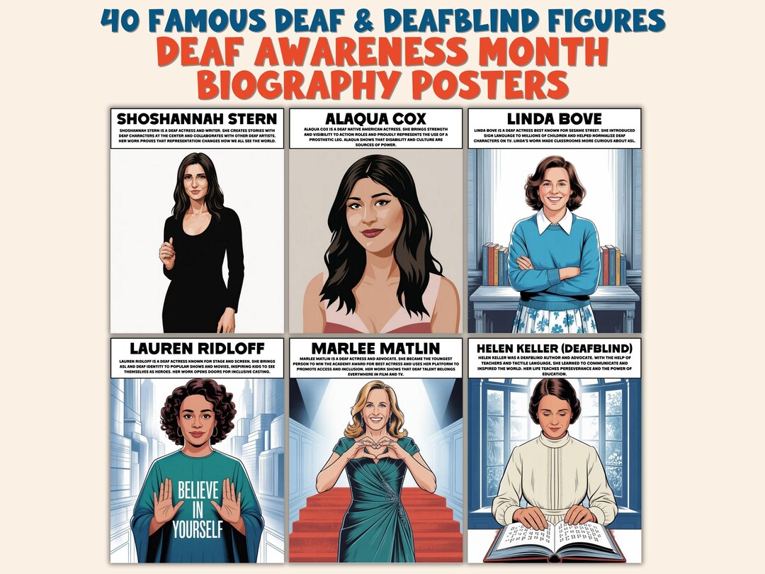 40 Deaf Awareness Biography Posters – Famous Deaf & Deafblind Figures ...