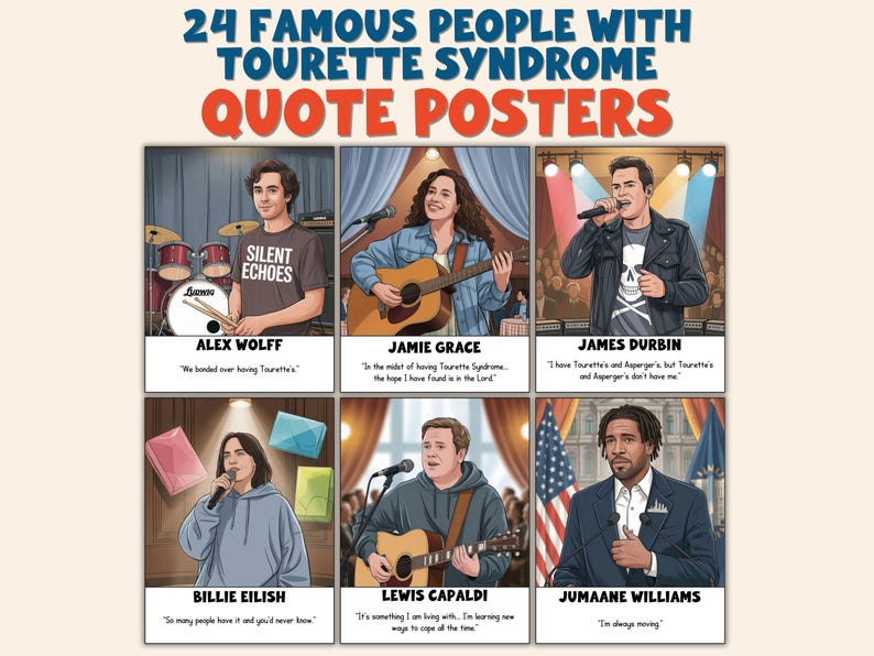 24 Famous People With Tourette Syndrome Quote Posters, SEL Classroom ...