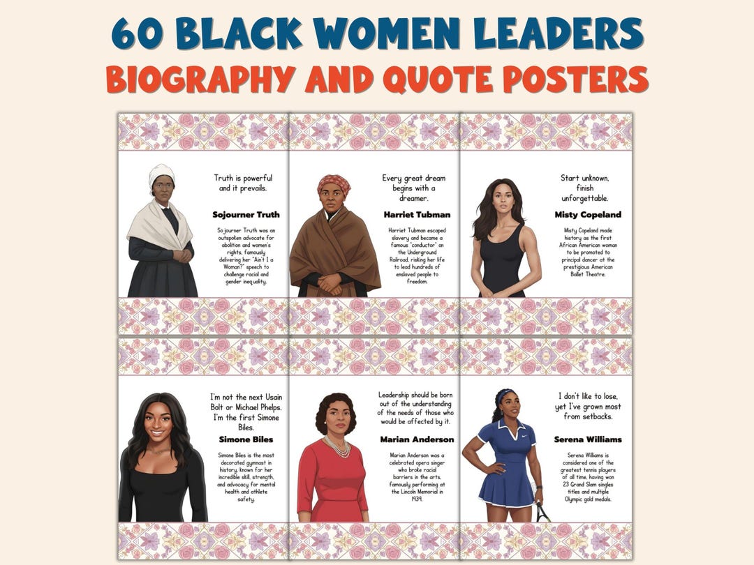 60 Black Women Leaders Posters Biography Quotes Black History Month ...