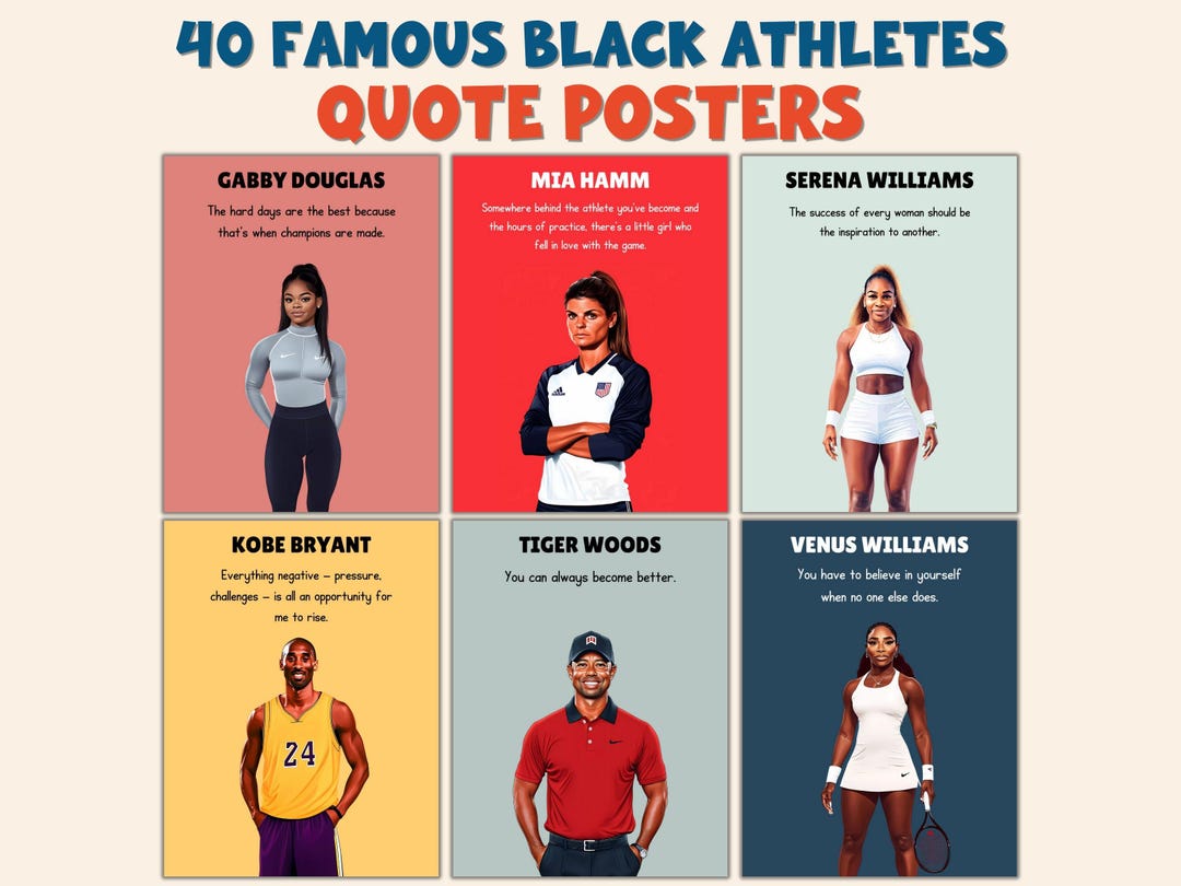 40 Black Athletes Quote Posters | Black History Month Sports Decor ...