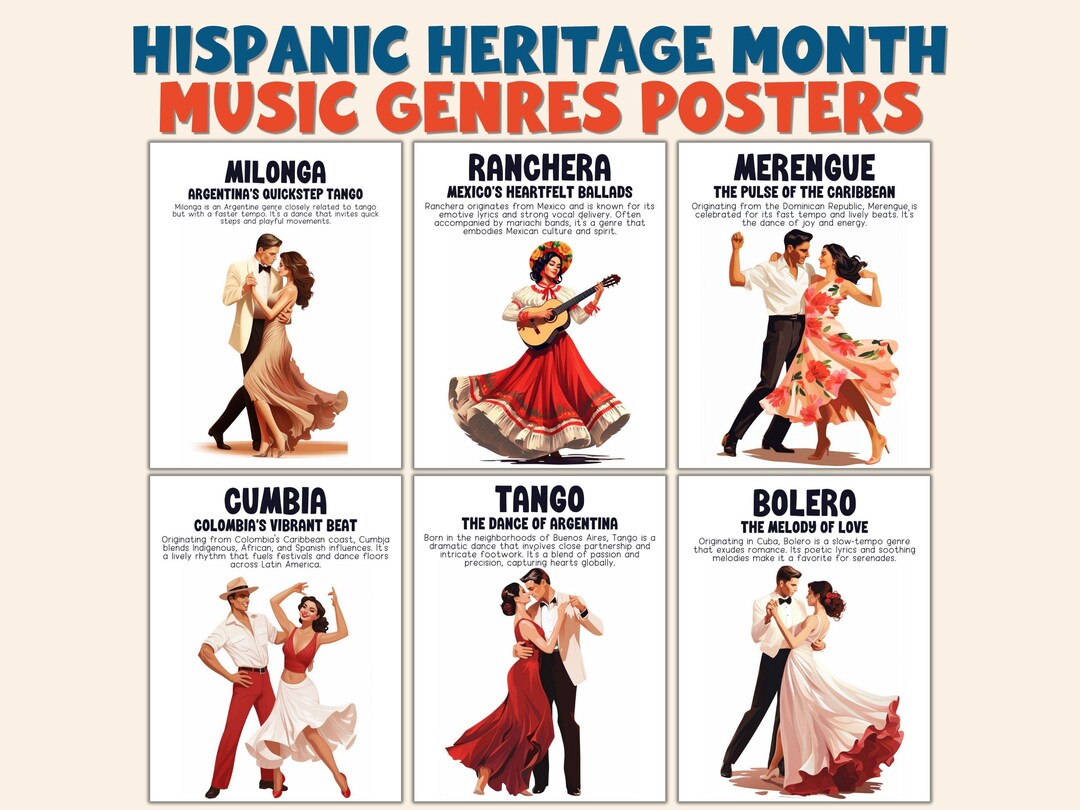30 Hispanic Heritage Month Music Genre Posters | Latin Dance Genres ...