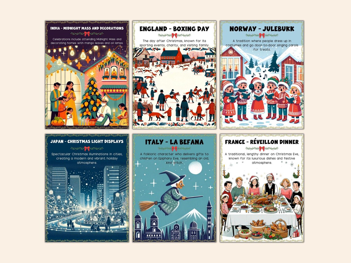 Christmas Around the World Posters | Classroom Decor | holiday Bulletin ...
