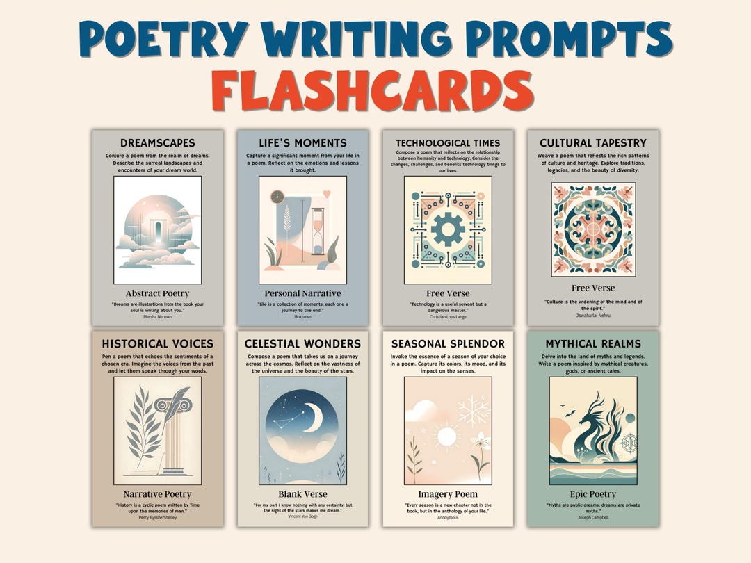 Poetry Writing Prompts Flashcards | national Poetry Month | creative ...