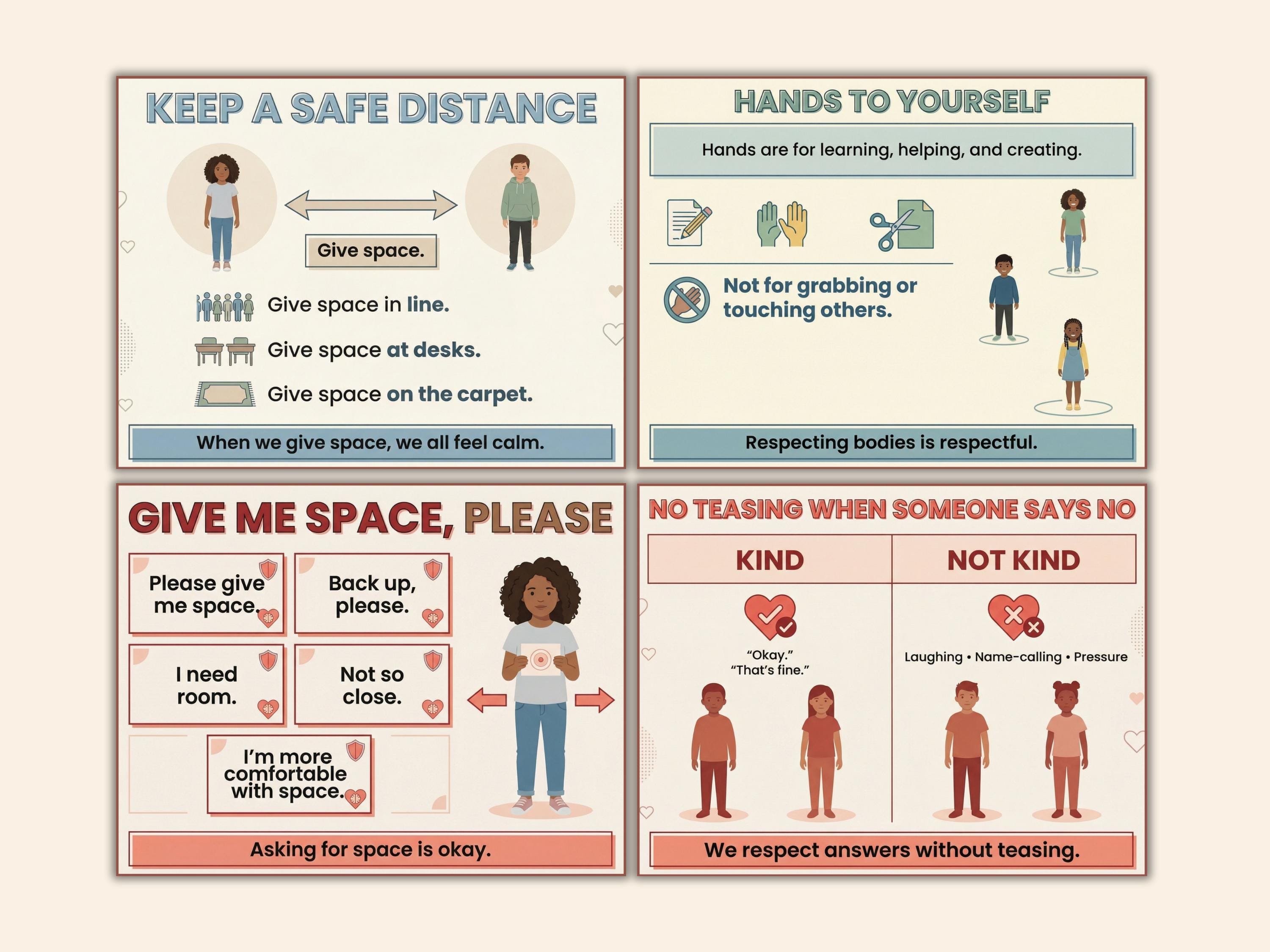 Healthy Boundaries & Consent Posters for Kids, Personal Space SEL, Ask ...