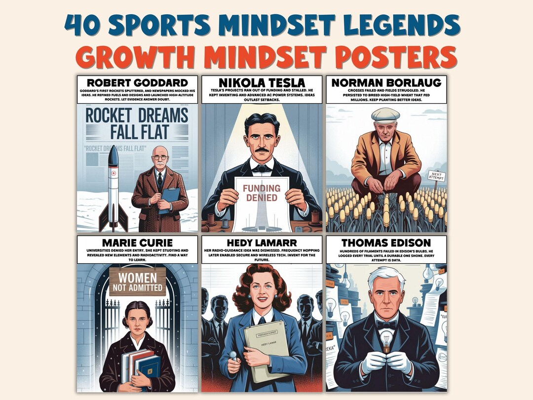 40 Scientists Who Failed First Posters, Growth Mindset Classroom Decor ...