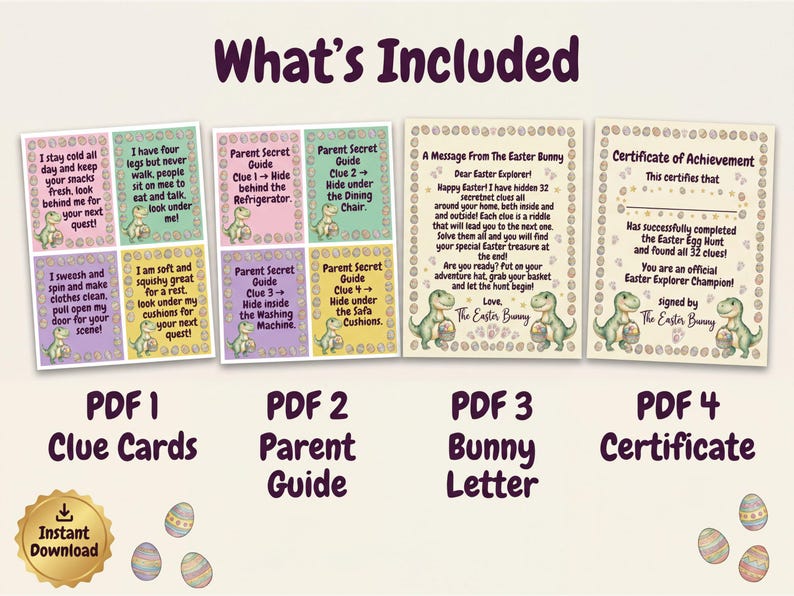 Easter Egg Hunt Printable, Kids Scavenger Hunt, Treasure Hunt Clues ...