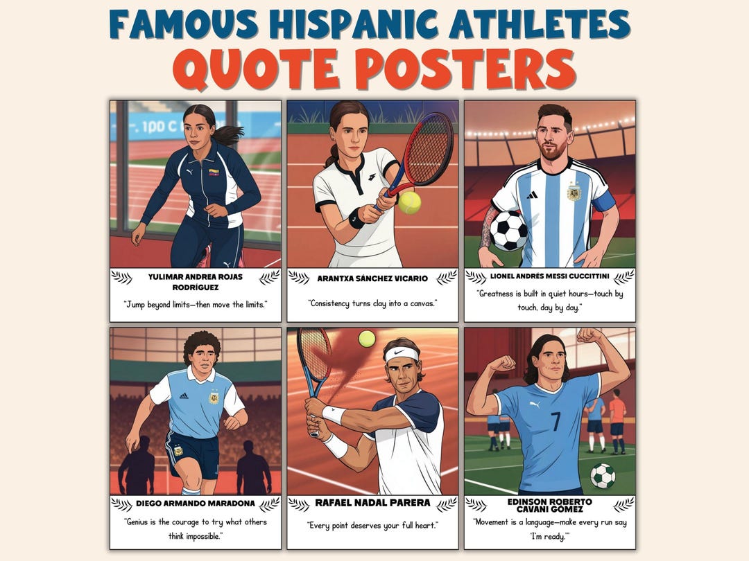 Hispanic Heritage Athletes Quote Posters, 60 Famous Sports Figures ...