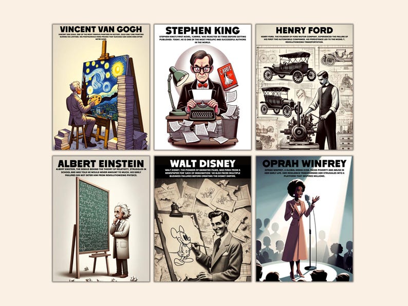 Famous Failures Growth Mindset Posters | 15 Inspirational Quotes for ...