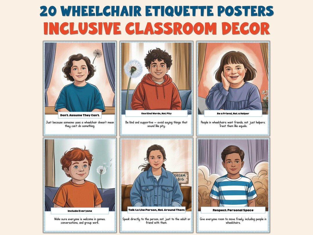 20 Wheelchair Etiquette Posters | Inclusive Classroom Decor ...
