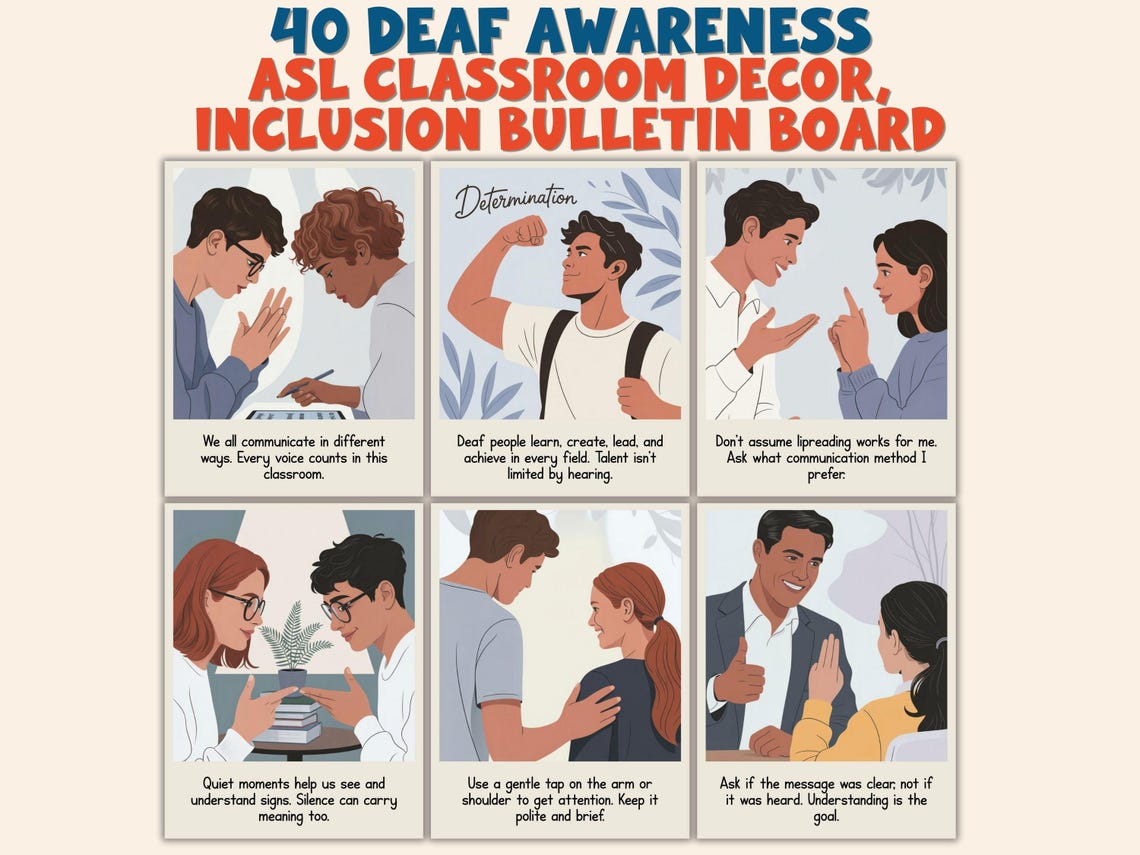 40 Deaf Awareness Posters – ASL Classroom Decor, Inclusion Bulletin ...