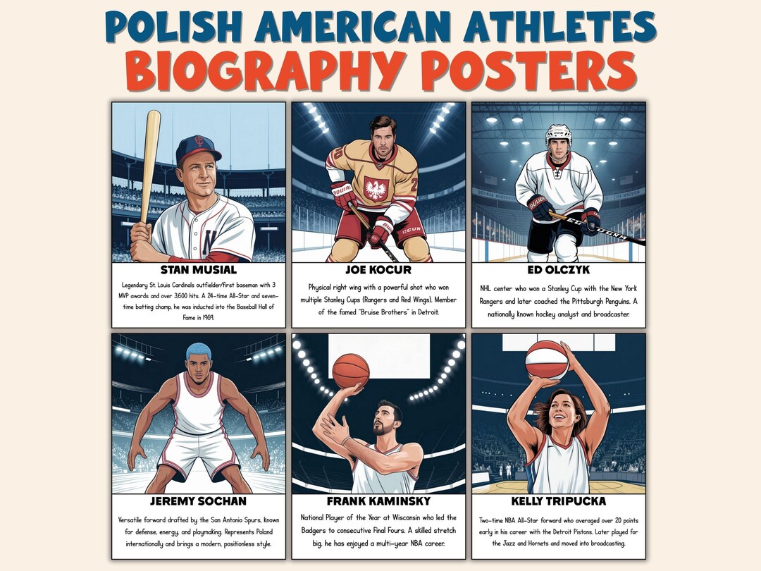 40 Polish American Athletes, Biography Posters, Classroom Decor ...