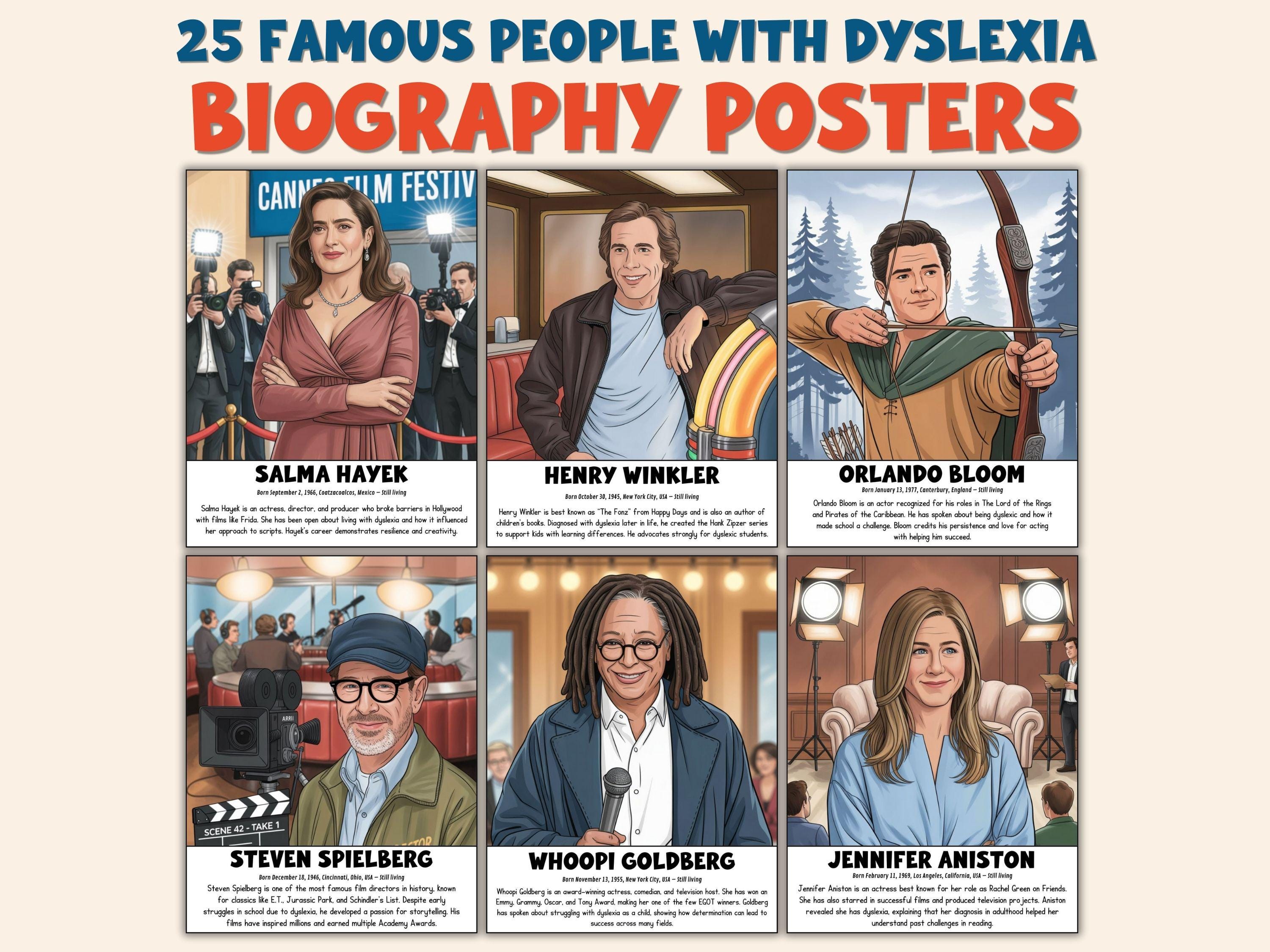 25 Famous People With Dyslexia Biography Posters | SEL Classroom Decor ...
