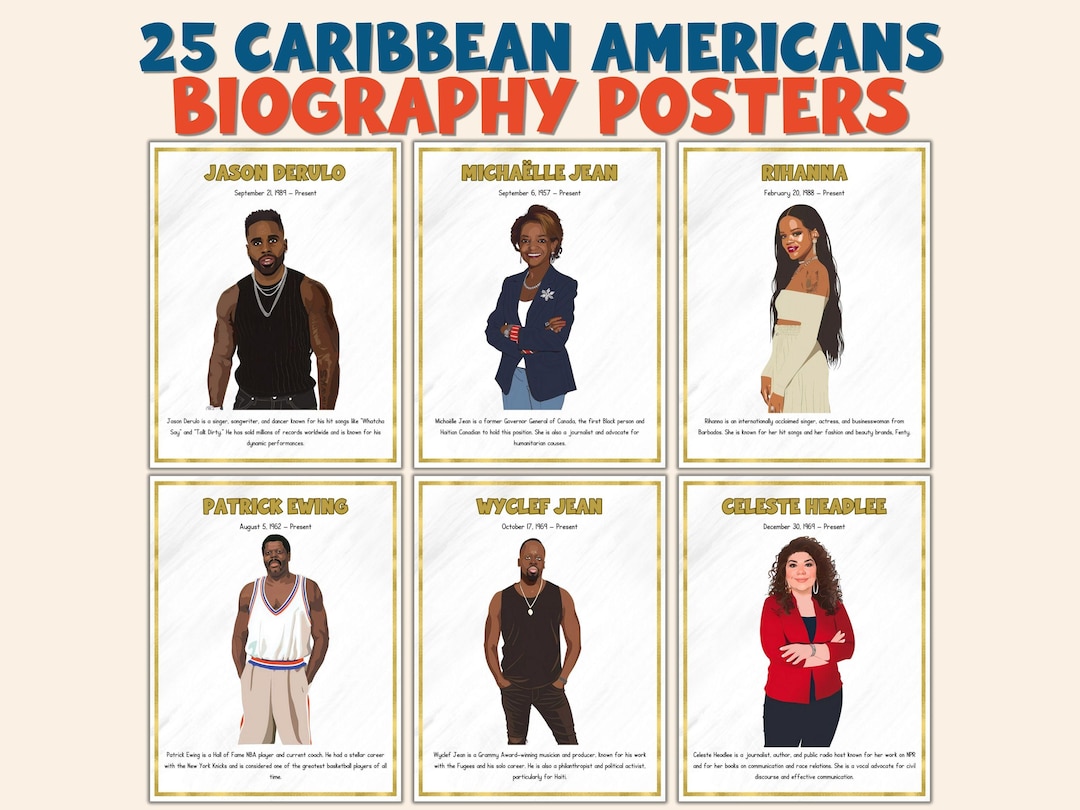 25 Caribbean American Biography Posters | Heritage Month Bulletin Board ...