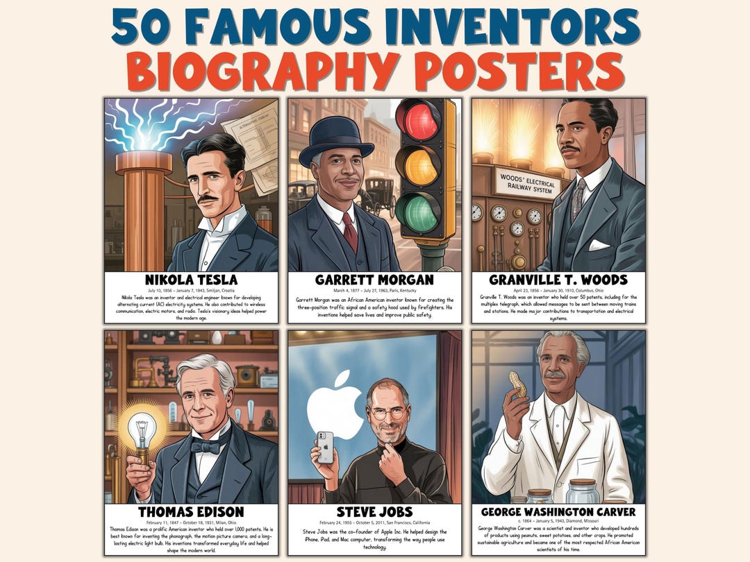 50 Famous Inventors Biography Posters National Inventors Month STEM ...