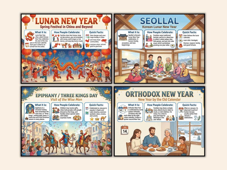 Winter Holidays Around World Posters Classroom Decor Bulletin Board ...