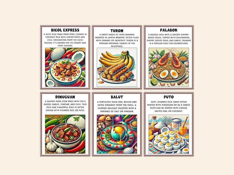 34 Traditional Filipino Foods Posters | Filipino Cuisine Classroom ...