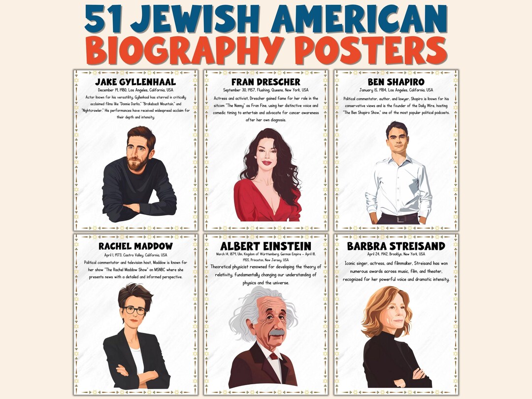 51 Jewish American Biography Posters • Classroom Decor • Heritage Month ...