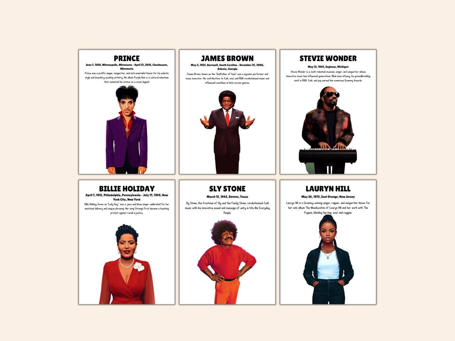 40 Famous Black Musicians Biography Posters | Black History Month ...