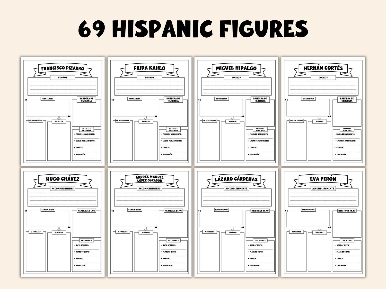 Hispanic Heritage Month Research Posters | bilingual English Spanish ...