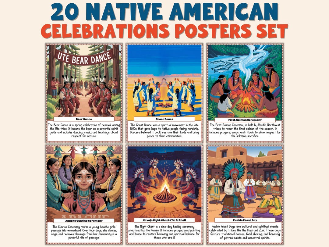 20 Native American Celebrations Posters Set • Ceremonies & Festivals ...
