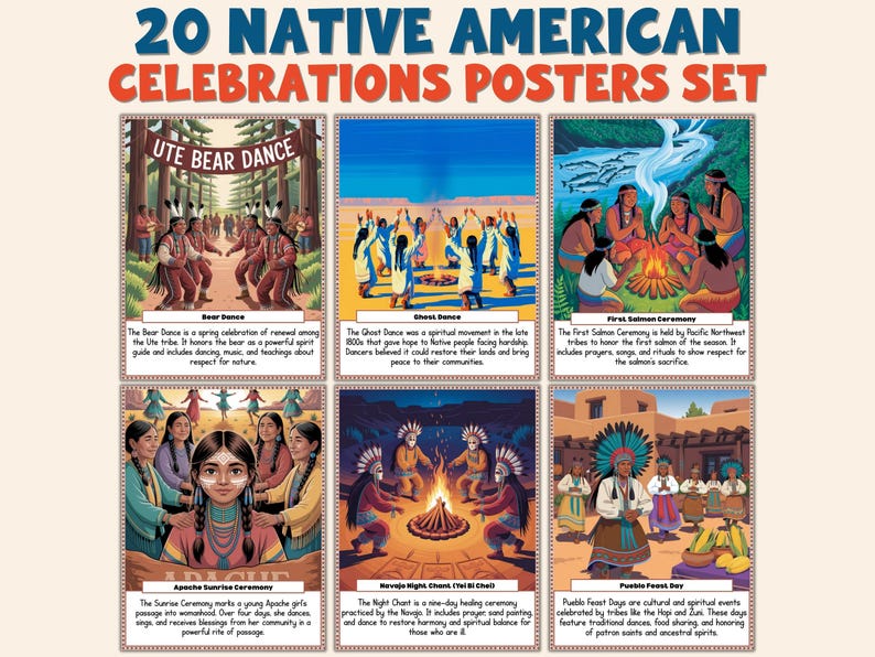 20 Native American Celebrations Posters Set • Ceremonies & Festivals ...