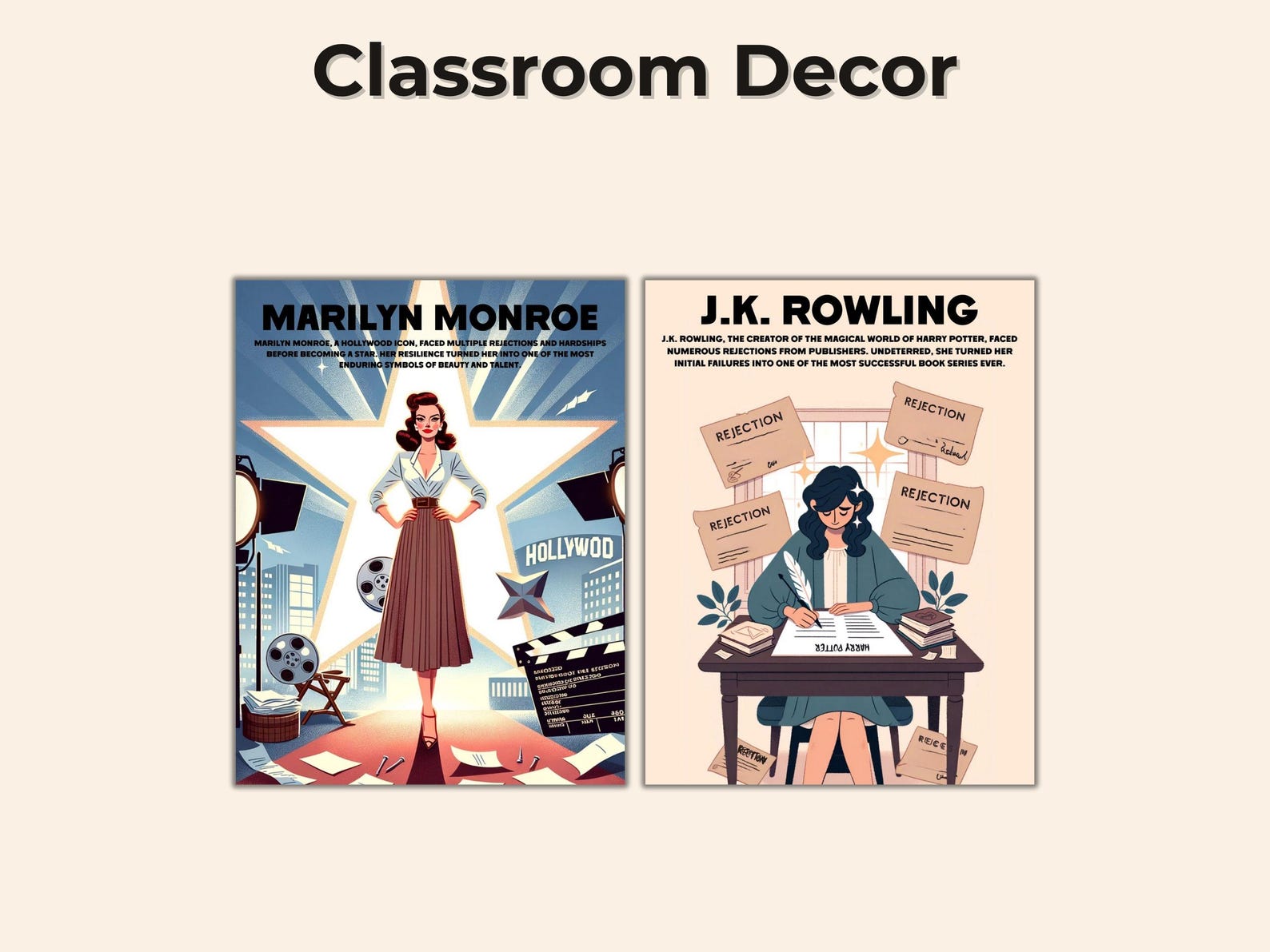 Famous Failures Growth Mindset Posters | 15 Inspirational Quotes for ...