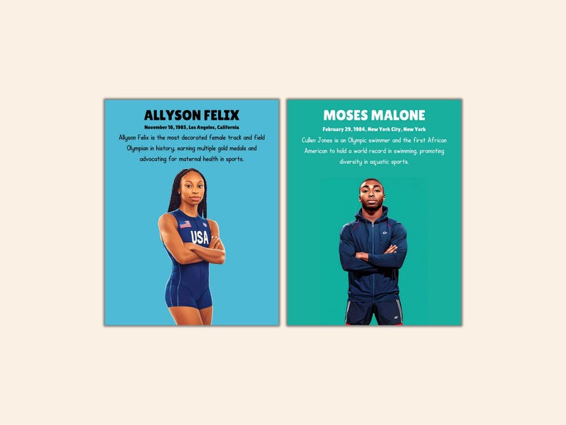 40 Black Athletes Biography Posters | Black History Month Classroom ...